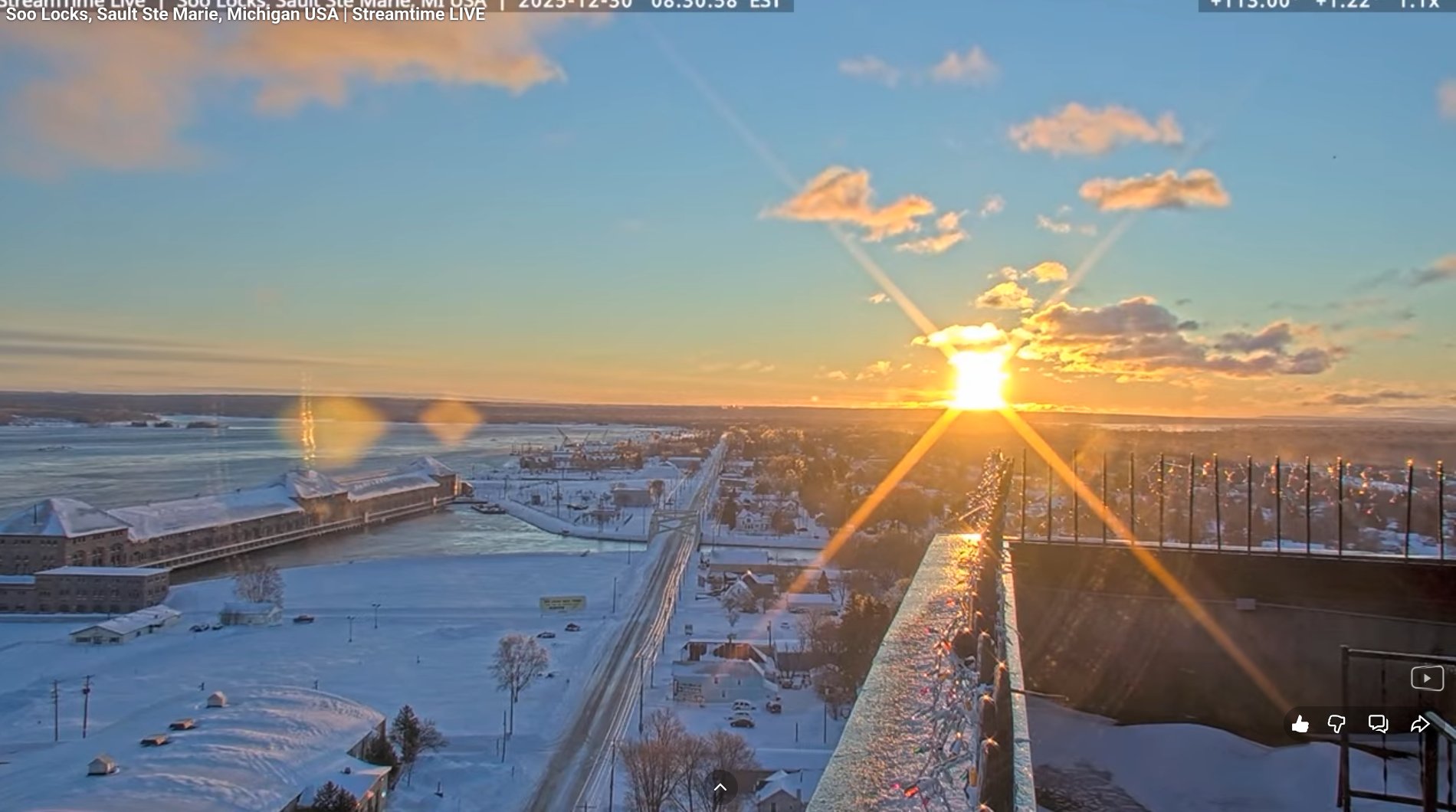 Solve sunrise Soo Locks 2025-12-30 9.40.31 AM jigsaw puzzle online with ...
