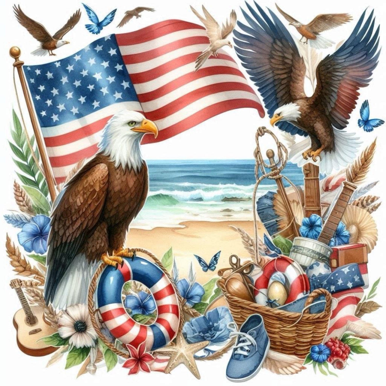 Solve Bald Eagles Celebrating 4th Of July jigsaw puzzle online with 64 ...