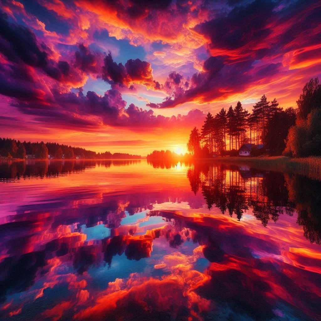 Solve Sunset by Henry jigsaw puzzle online with 49 pieces