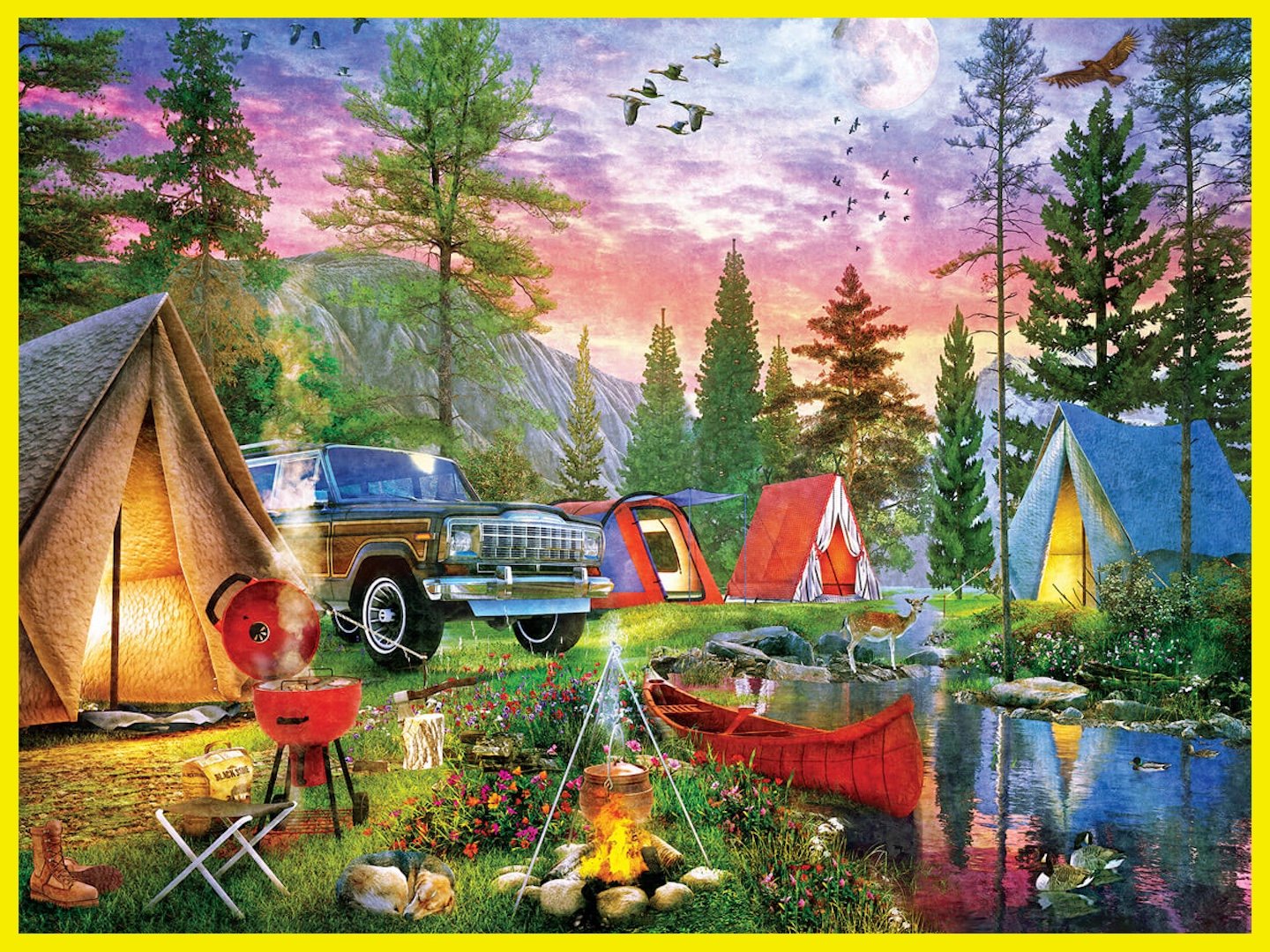 Solve Moonlight Camping jigsaw puzzle online with 352 pieces