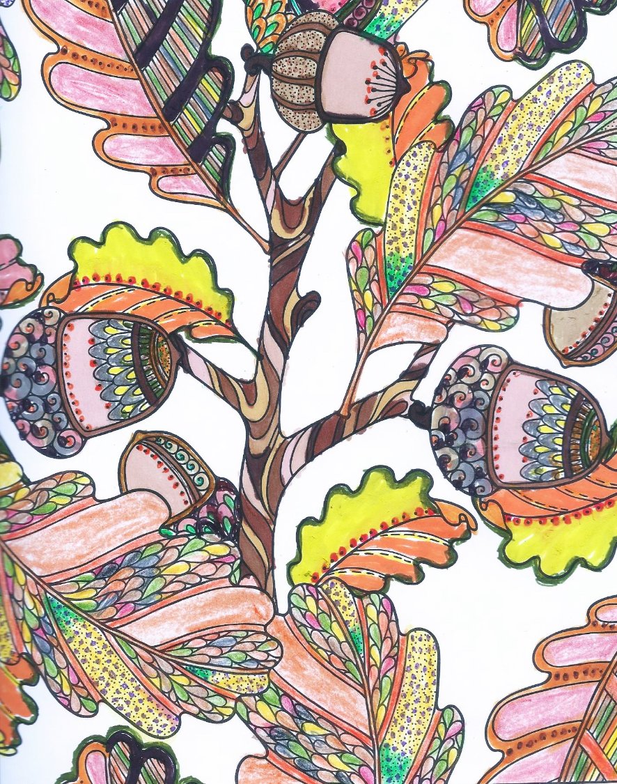 Solve Coloring Oak Branch jigsaw puzzle online with 12 pieces