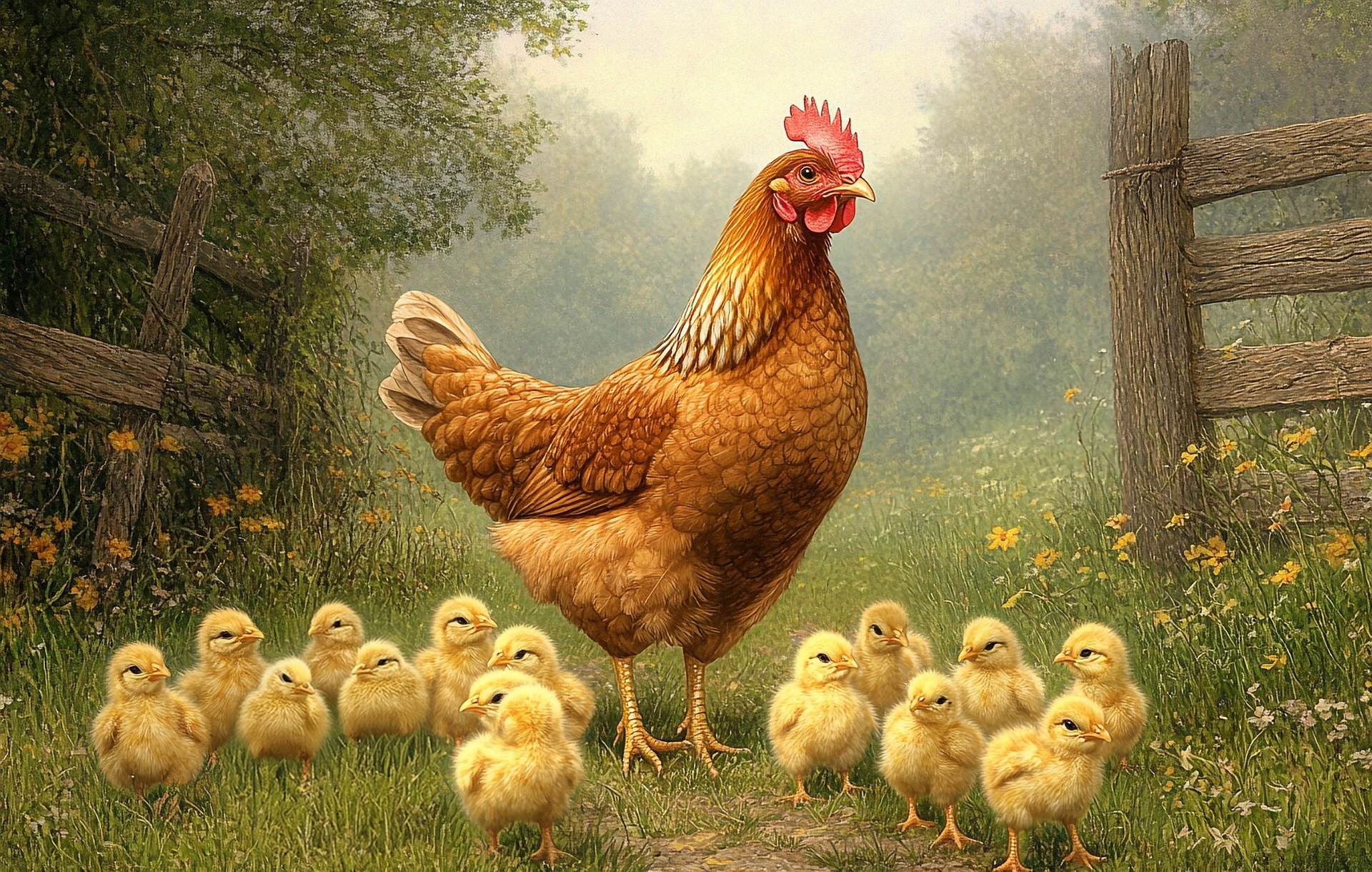 Solve chicken and hens jigsaw puzzle online with 260 pieces