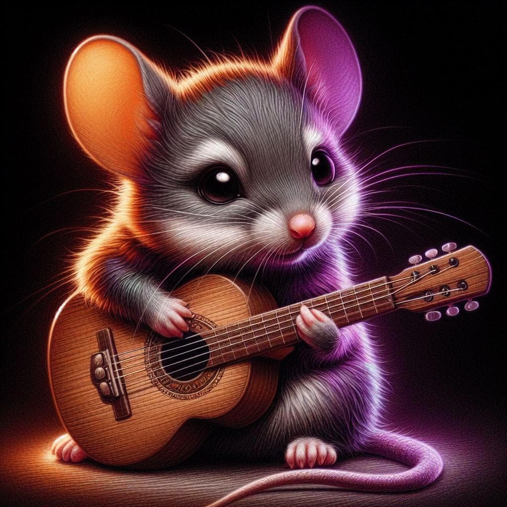 Solve Jeff the Mouse playing the guitar jigsaw puzzle online with 64 pieces