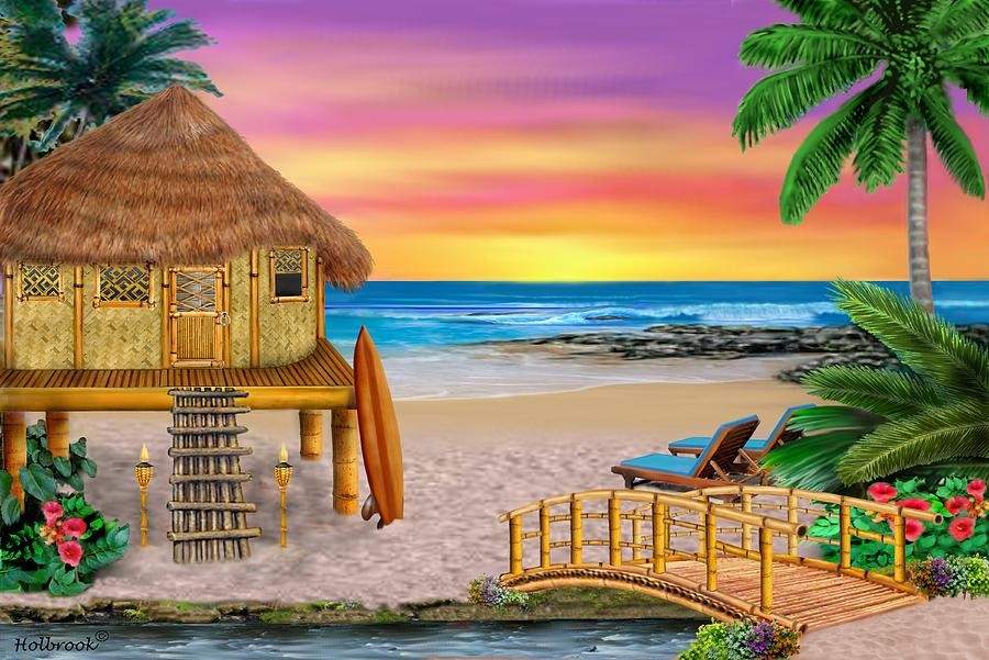 Solve A Little Grass Shack by Glenn Holbrook jigsaw puzzle online with ...
