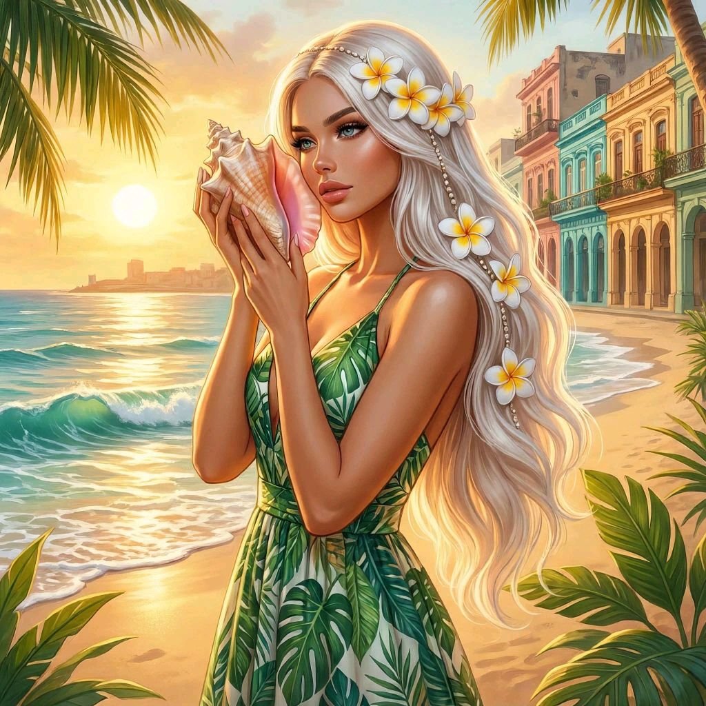 Jigsaw Puzzle | 81 pieces | PUZZLE - Lovely Lady Holding Sea Shell | Jigidi