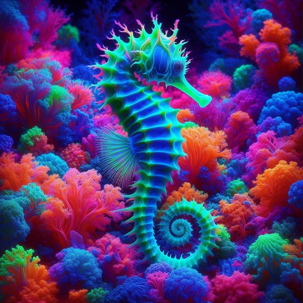 Solve Fantasy seahorse jigsaw puzzle online with 81 pieces