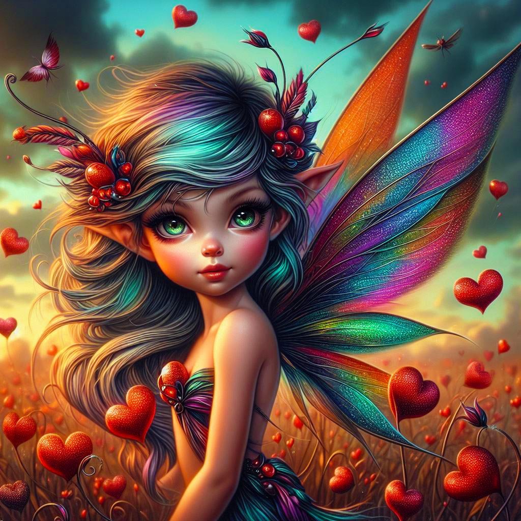 Solve Valentines Day Pixie jigsaw puzzle online with 64 pieces