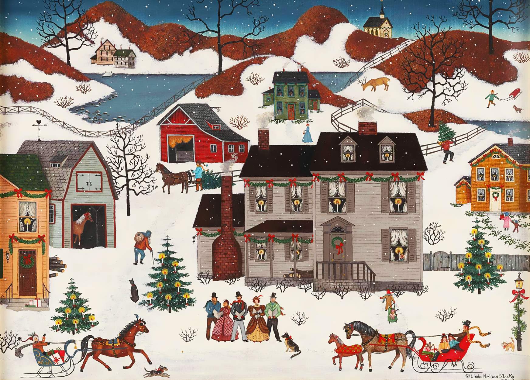 Solve Winter holiday scene jigsaw puzzle online with 150 pieces