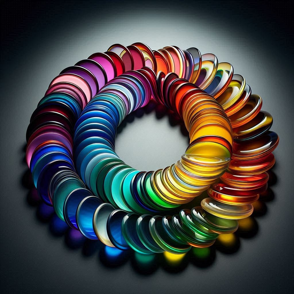 Solve Glass discs in a rainbow jigsaw puzzle online with 144 pieces