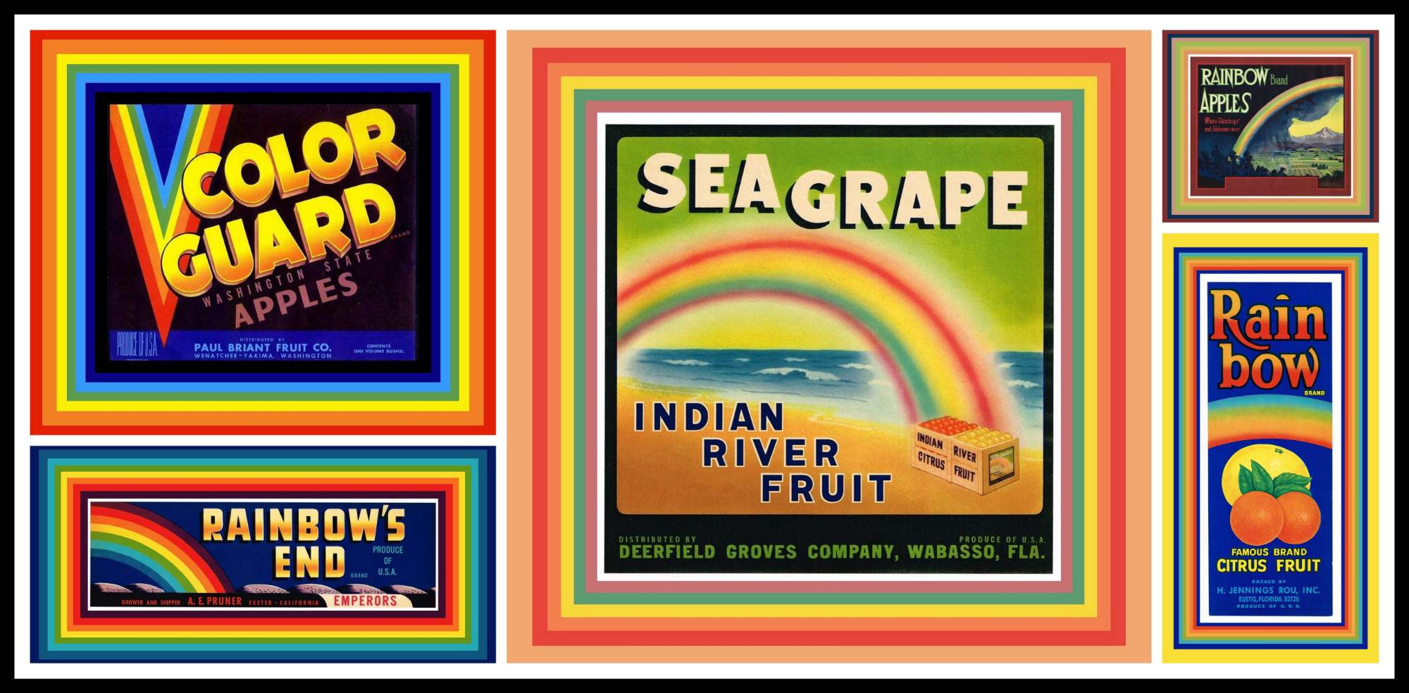 Jigsaw Puzzle | Vintage Fruit Crate Labels Depicting Rainbows | 200 ...