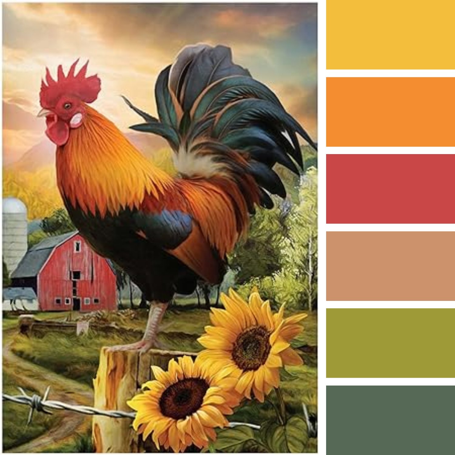 Solve Farmhouse Rooster (Large) jigsaw puzzle online with 196 pieces