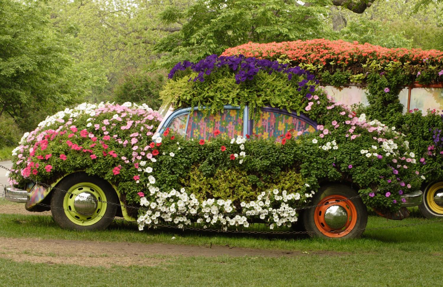 Solve Vintage flowery car jigsaw puzzle online with 77 pieces