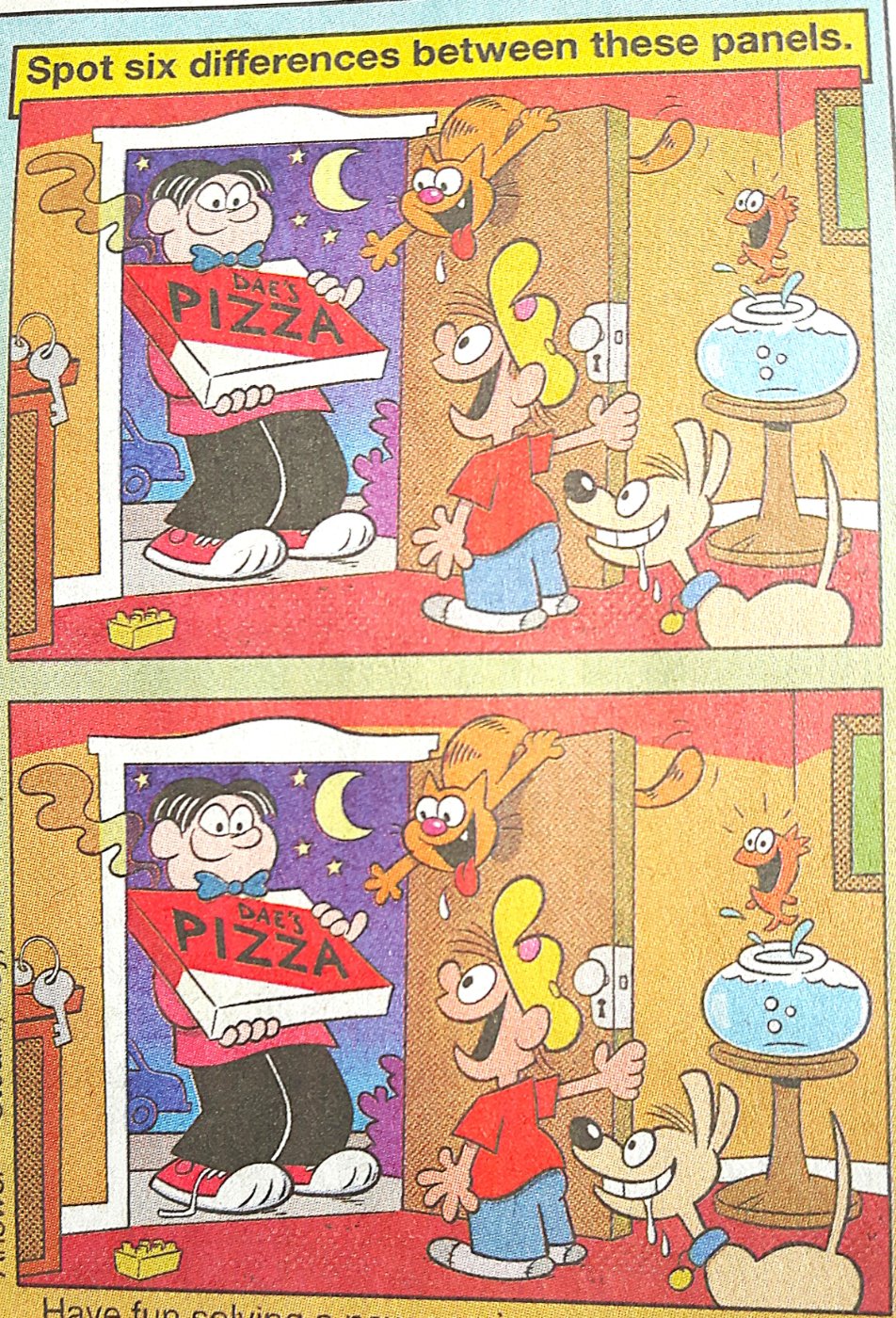 Solve Spot the 6 Differences jigsaw puzzle online with 35 pieces