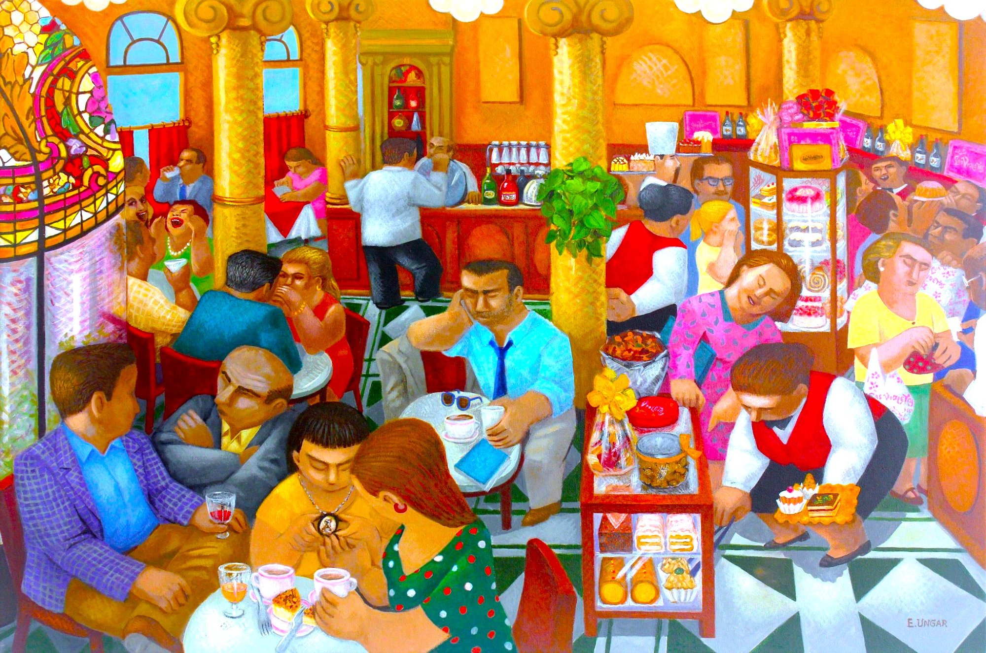 Solve Crowded Cafe jigsaw puzzle online with 345 pieces