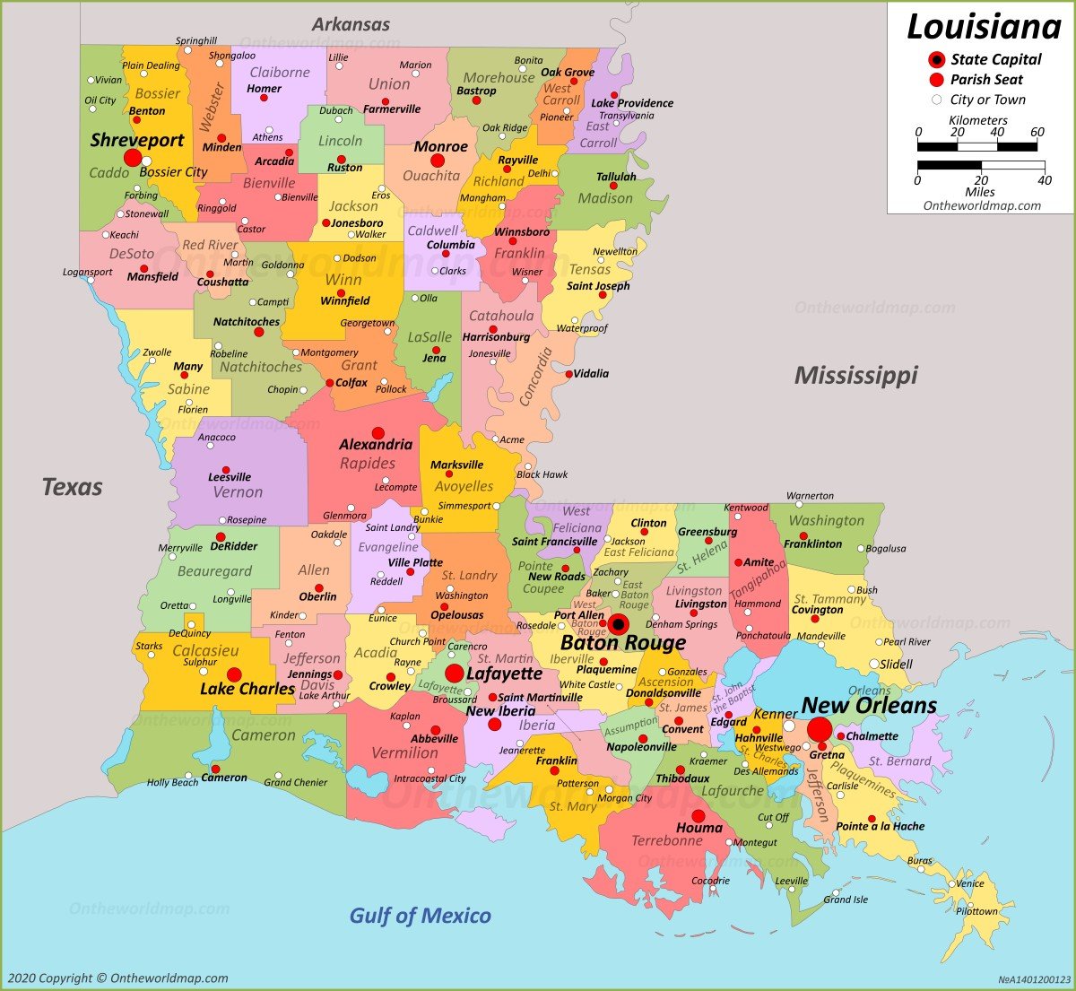 Solve Map of Louisiana jigsaw puzzle online with 121 pieces