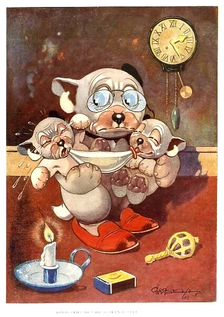 Solve Bonzo tries to make both ends meet, 1927, by George Ernest Studdy ...