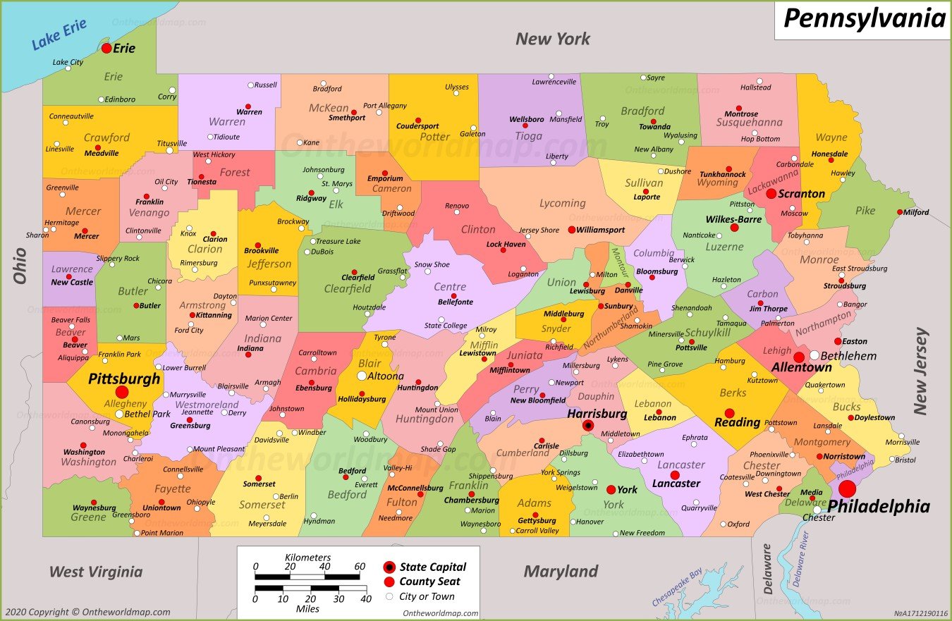 Jigsaw Puzzle | 126 pieces | Map of Pennsylvania | Jigidi