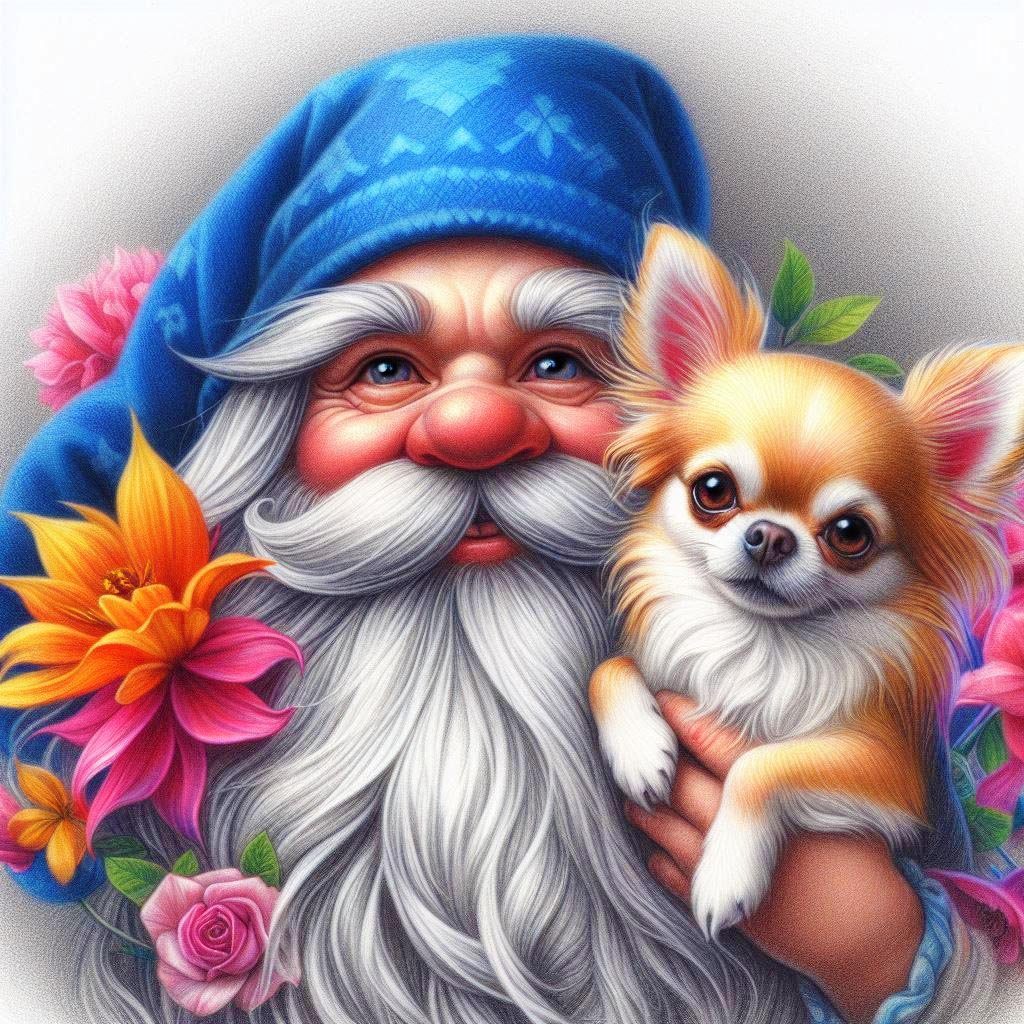 Solve Alfred Gnome and his Chihuahua dog Duke jigsaw puzzle online with ...