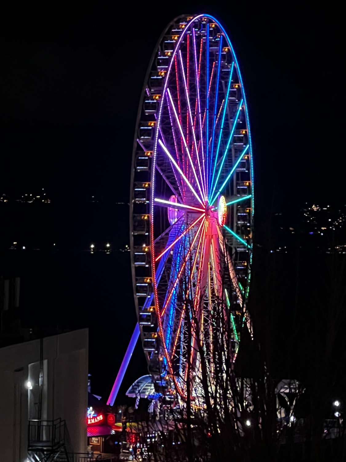Jigsaw Puzzle | 130 pieces | A Ferris Wheel at night in Seattle | Jigidi