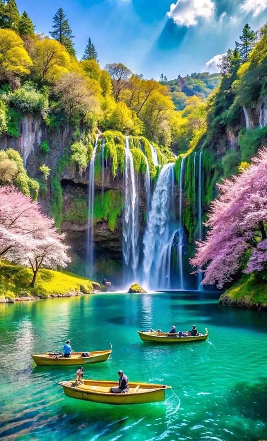 Solve Enjoying the Waterfall jigsaw puzzle online with 84 pieces