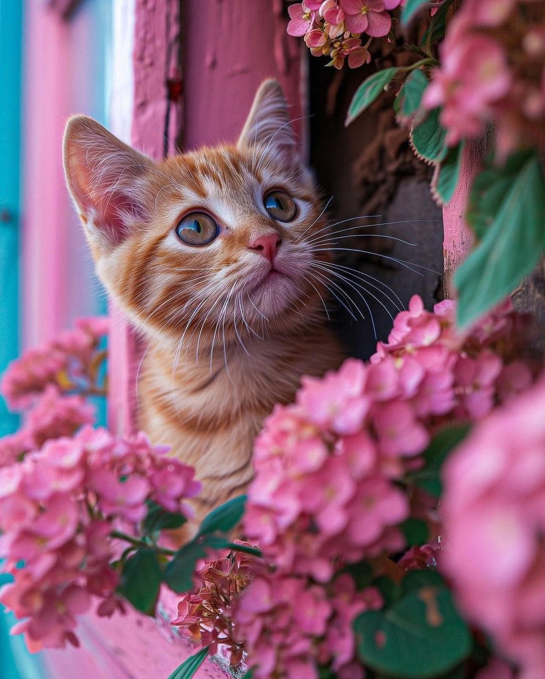 Solve Kitten and the Flowers jigsaw puzzle online with 48 pieces
