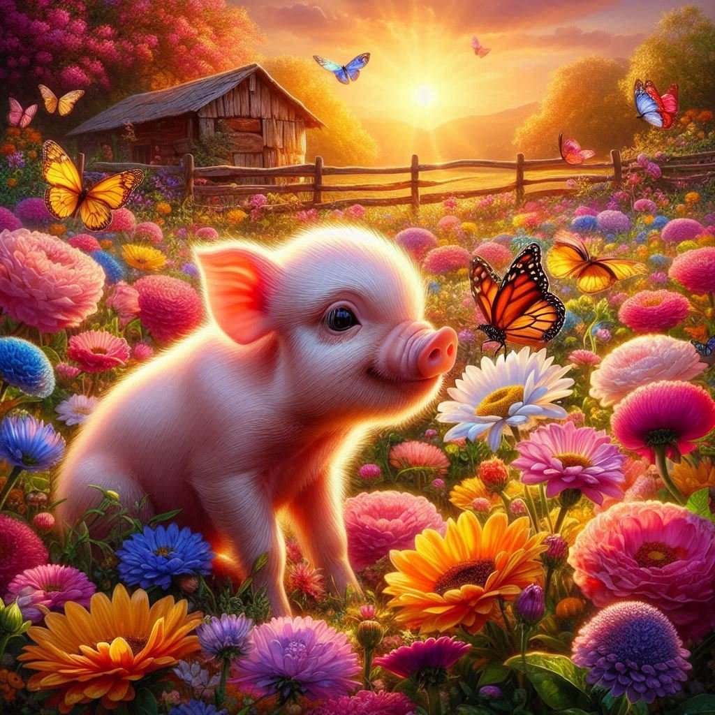 Jigsaw Puzzle | 49 pieces | Piglet and Butterfly | Jigidi