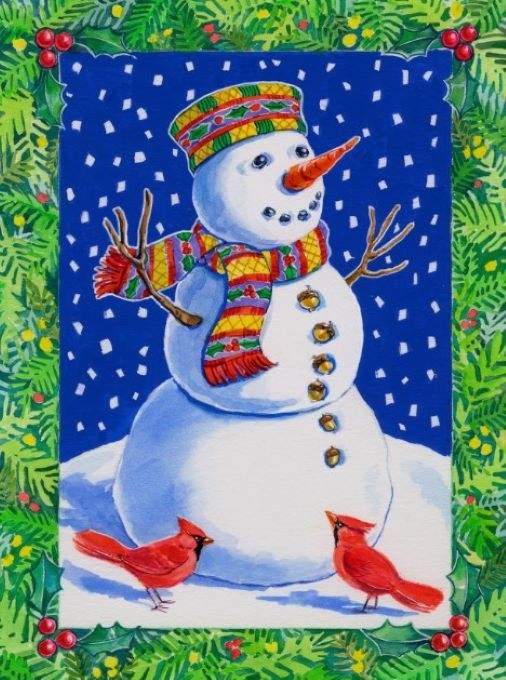 Solve Joyful Snowman jigsaw puzzle online with 99 pieces