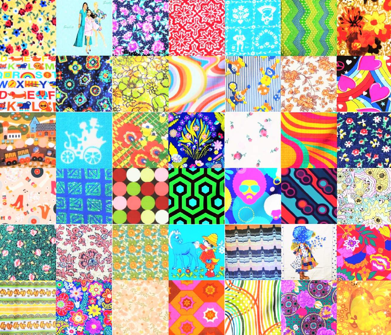 Solve PATCHWORK '70s FABRIC jigsaw puzzle online with 72 pieces