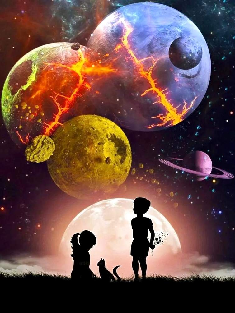 Solve universe and planets jigsaw puzzle online with 176 pieces