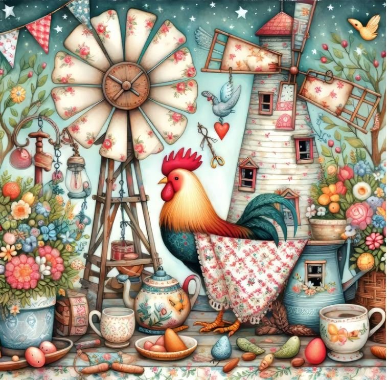 Solve Calico Rooster jigsaw puzzle online with 144 pieces