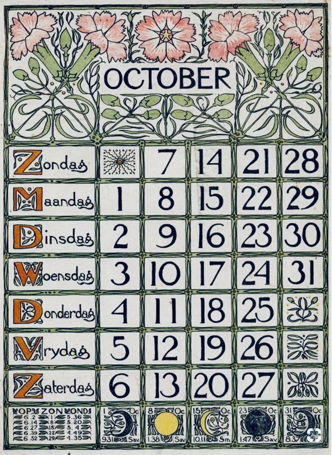 Solve Theodoor Willem Nieuwenhuis, (Dutch, 1866-1951) - Calendar Page ...