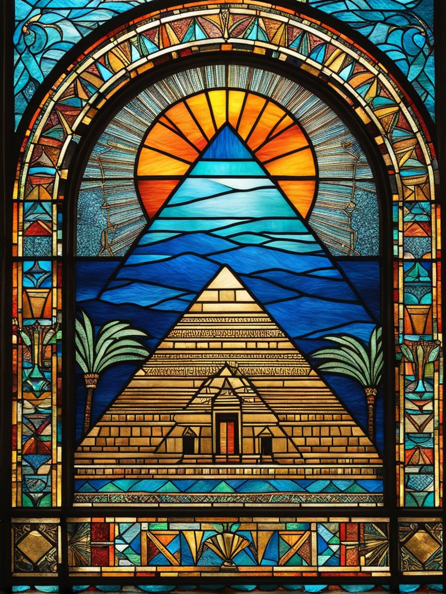 Solve Egyptian pyramid window jigsaw puzzle online with 88 pieces