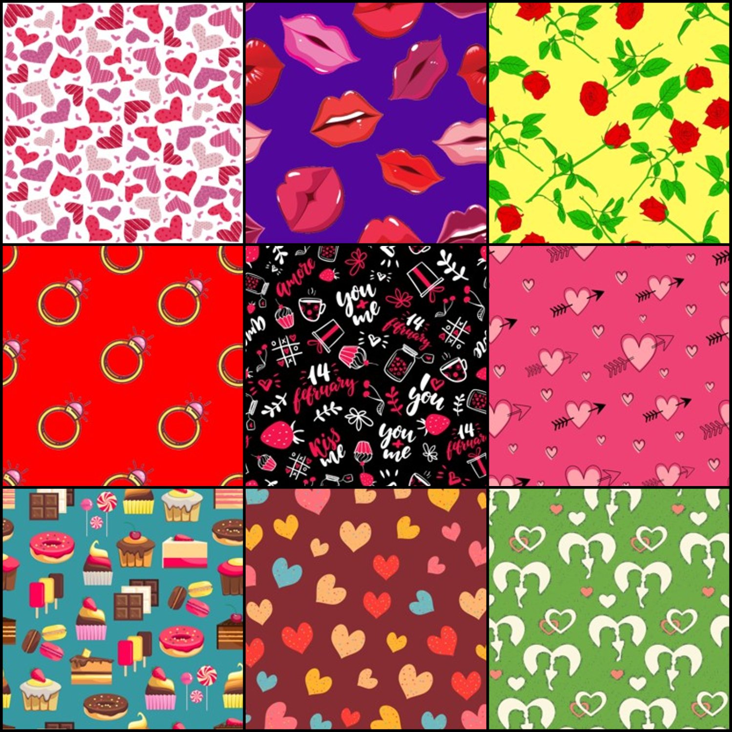 Solve Valentine's Day patterns jigsaw puzzle online with 144 pieces