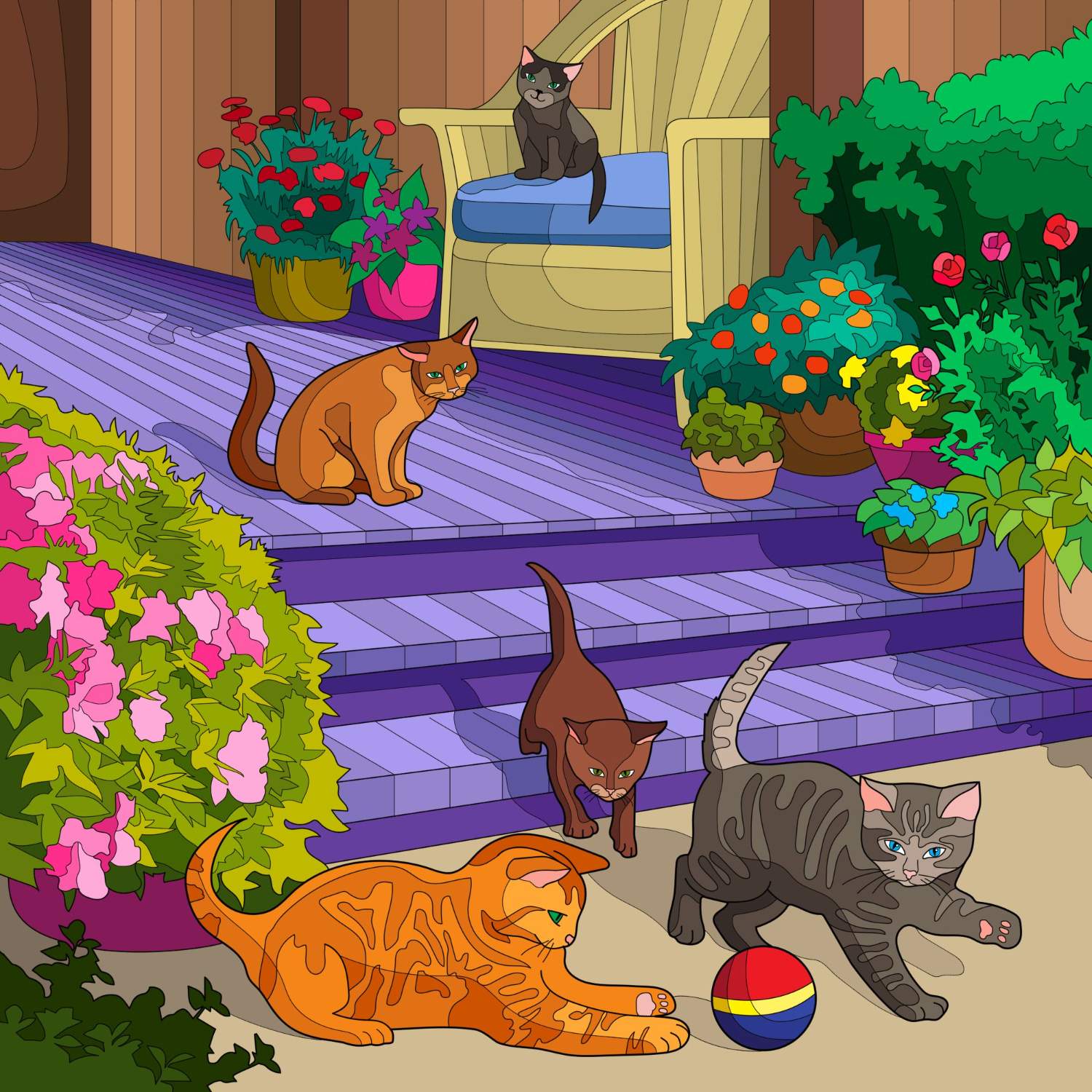 Solve PUZZLE - Cats At Play jigsaw puzzle online with 196 pieces