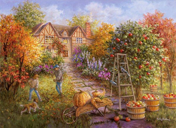 Solve Gathering Fall by Nicky Boehme jigsaw puzzle online with 63 pieces