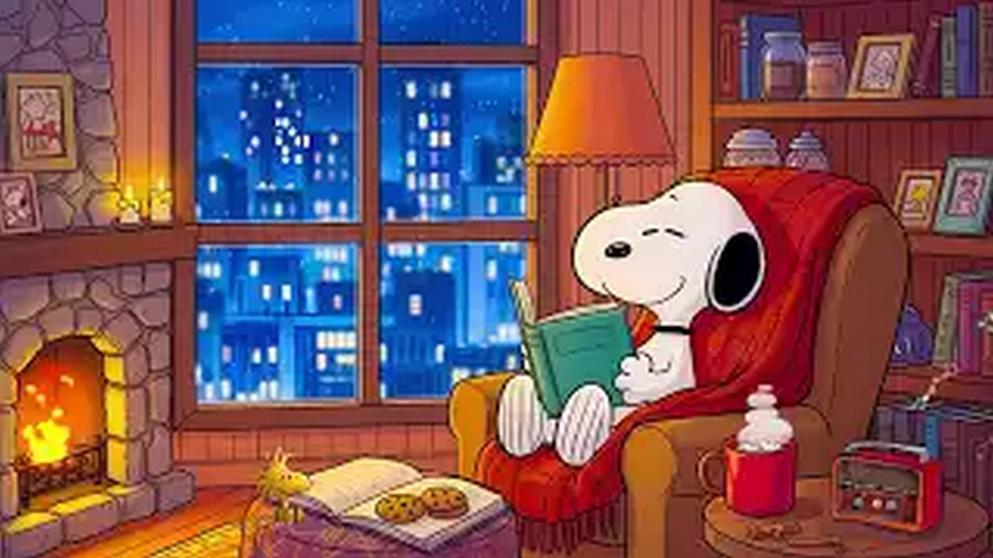 Solve snoopy reading book jigsaw puzzle online with 66 pieces