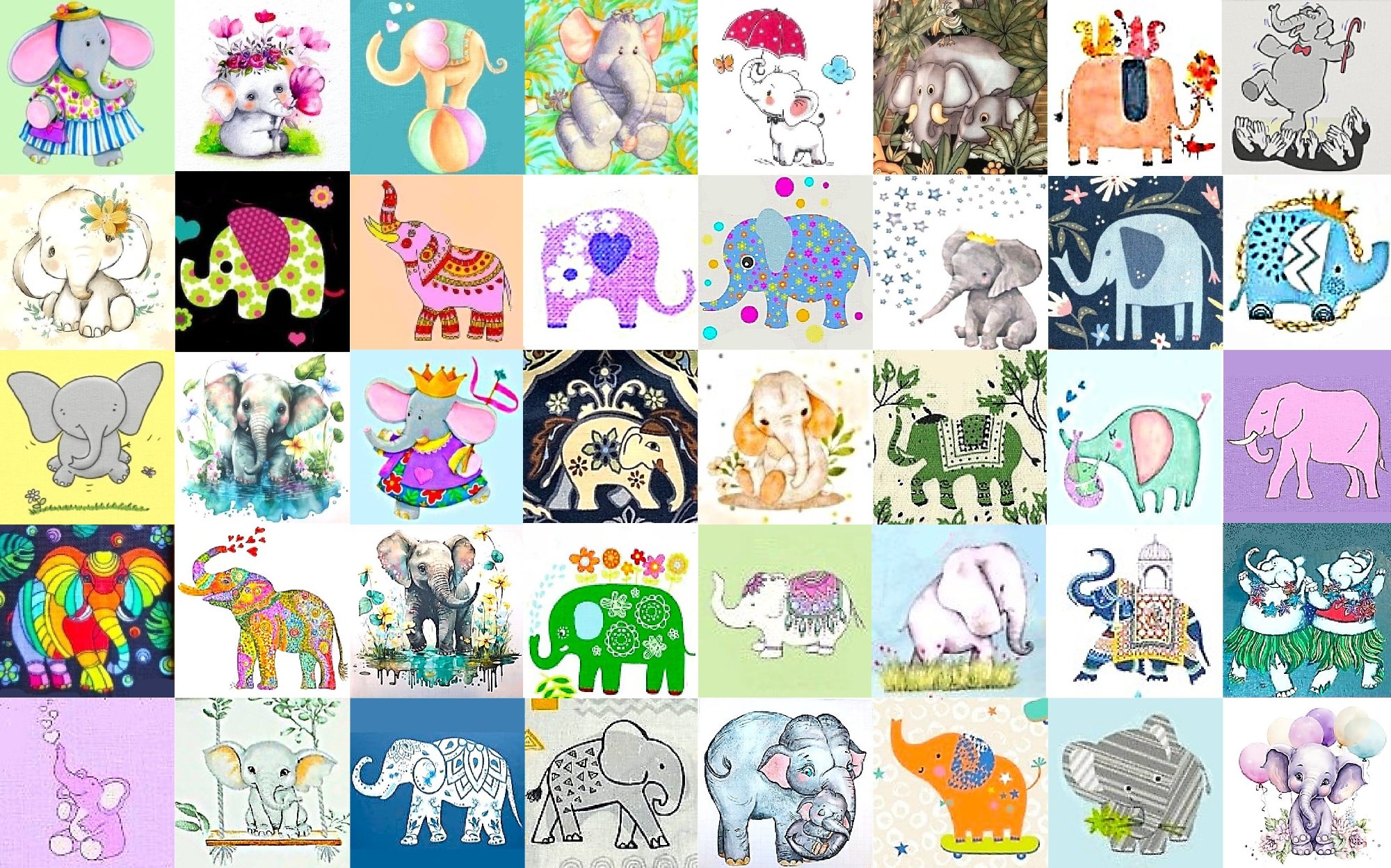 Solve PATCHWORK ELEPHANTS 15 jigsaw puzzle online with 77 pieces