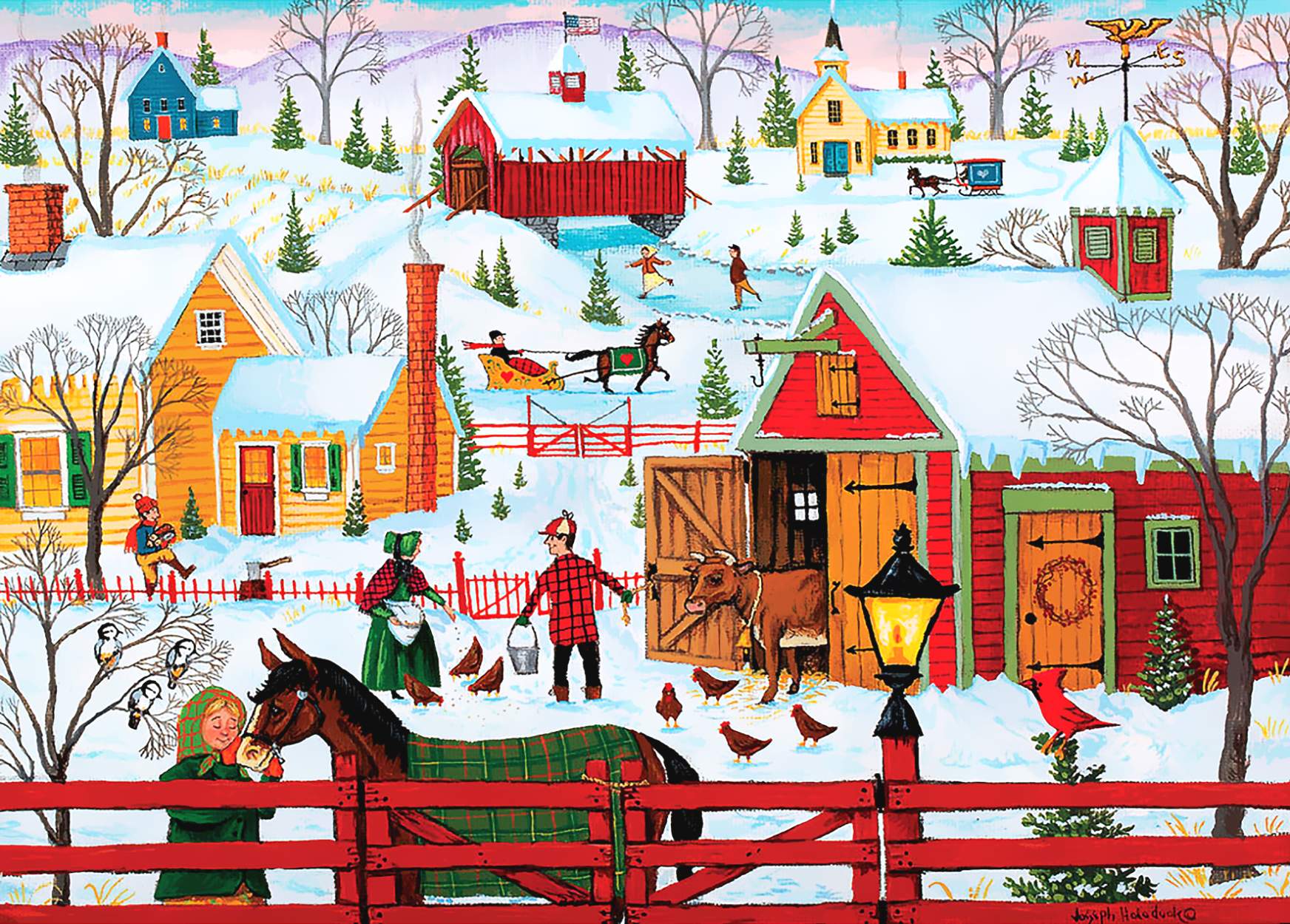 Solve The Old Farm In Winter jigsaw puzzle online with 150 pieces