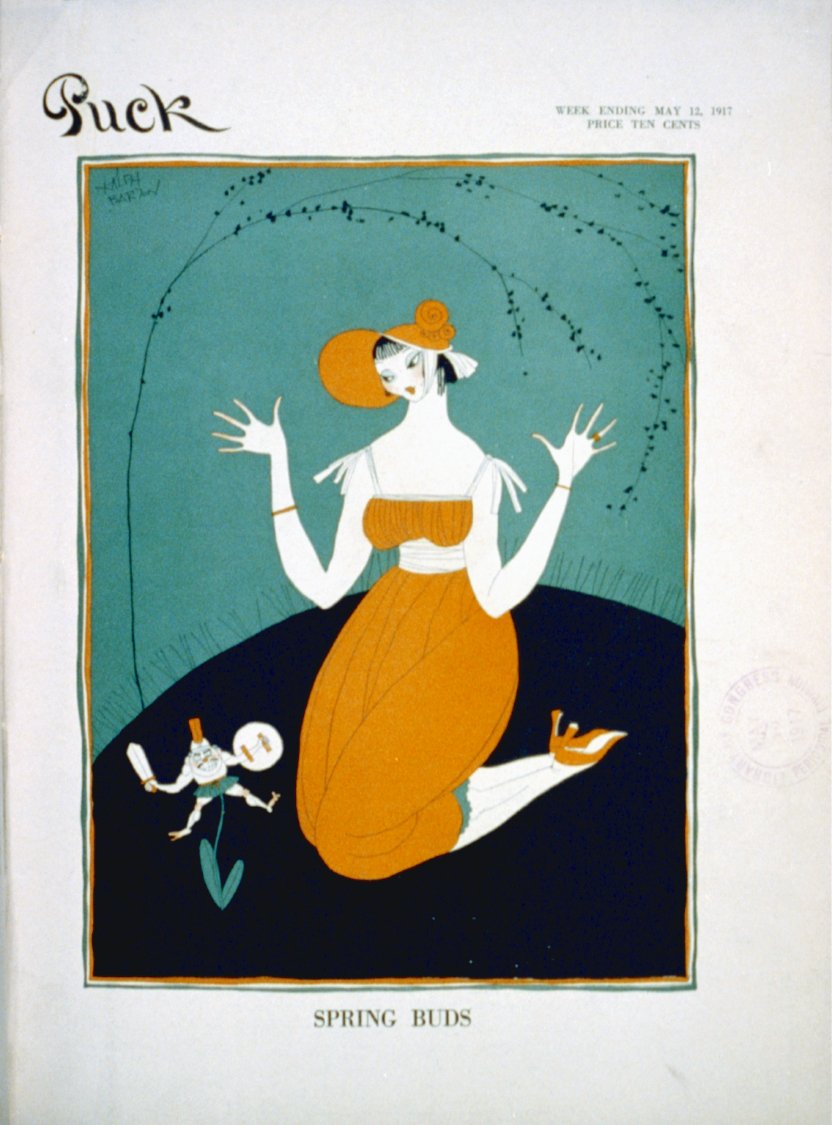 Solve "Spring buds", cover illustration from Puck magazine, drawing by ...