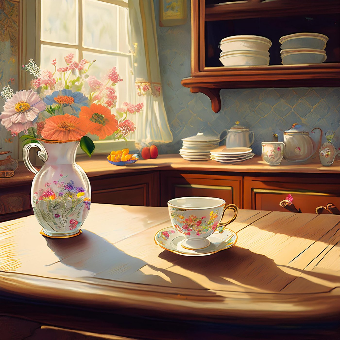 Solve Kitchen Table jigsaw puzzle online with 49 pieces