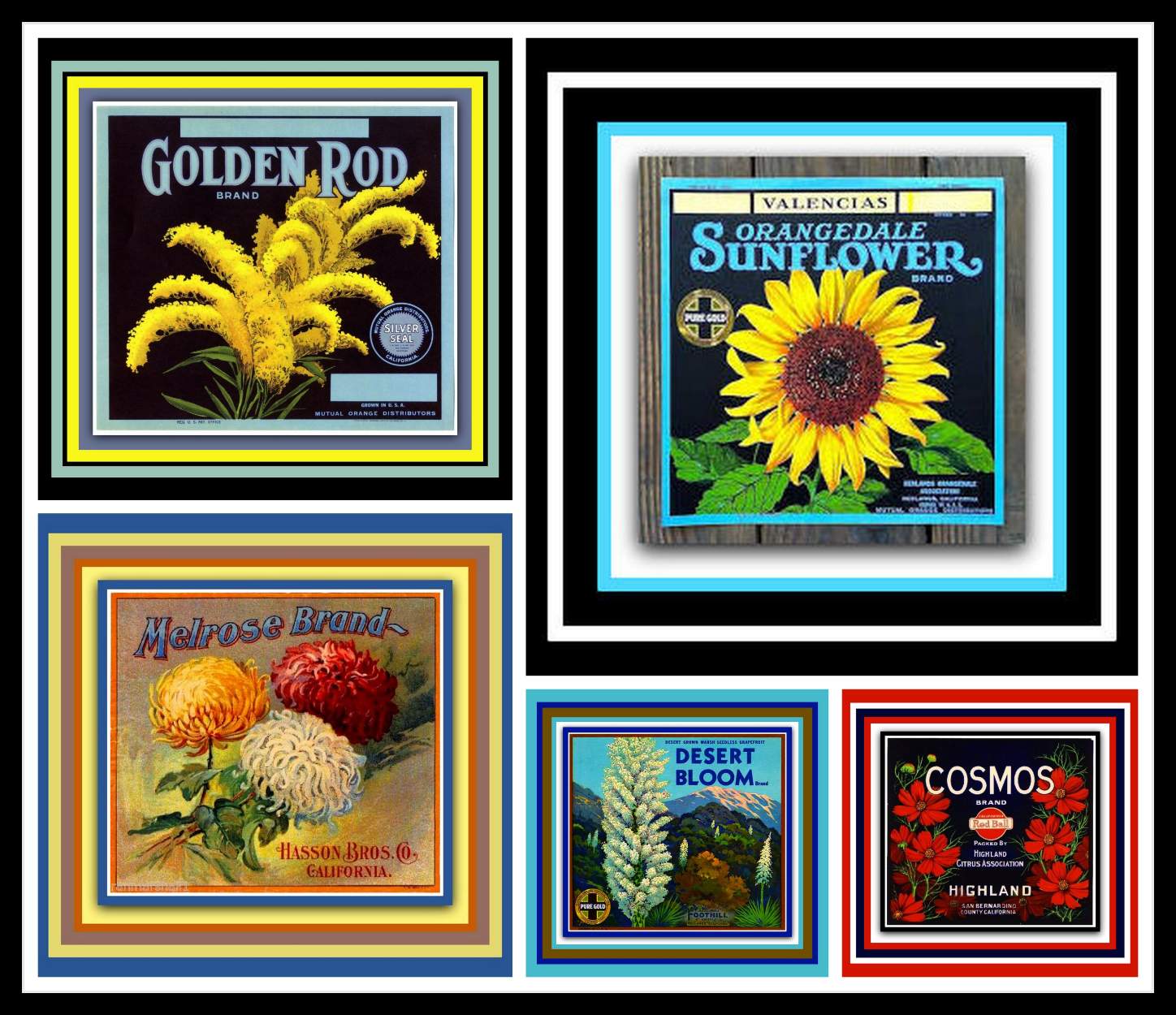 Solve Just sunshine and happiness - Vintage Floral Fruit Crate Labels ...