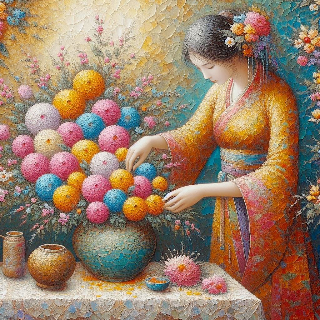 Solve Flower arranging jigsaw puzzle online with 225 pieces