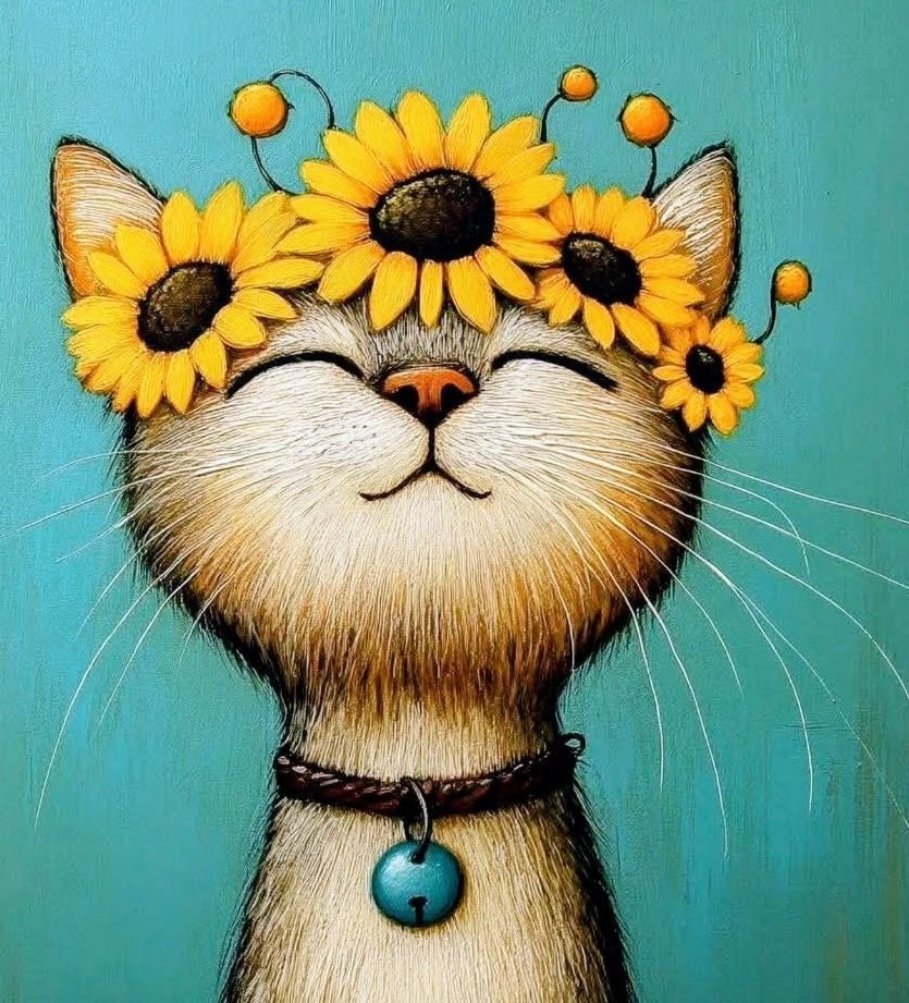 Solve hippie cat jigsaw puzzle online with 90 pieces