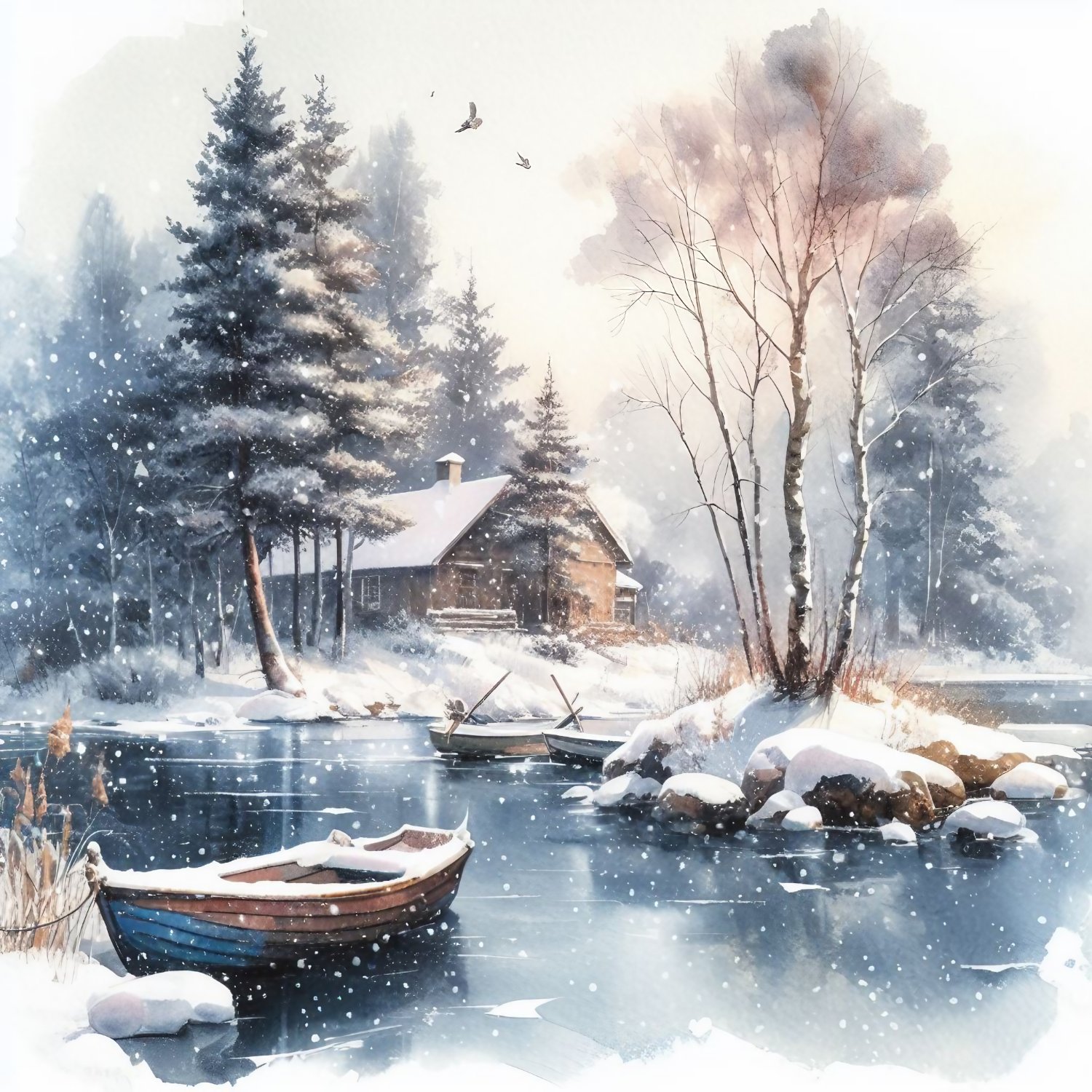 Solve Winter at the Lake jigsaw puzzle online with 121 pieces