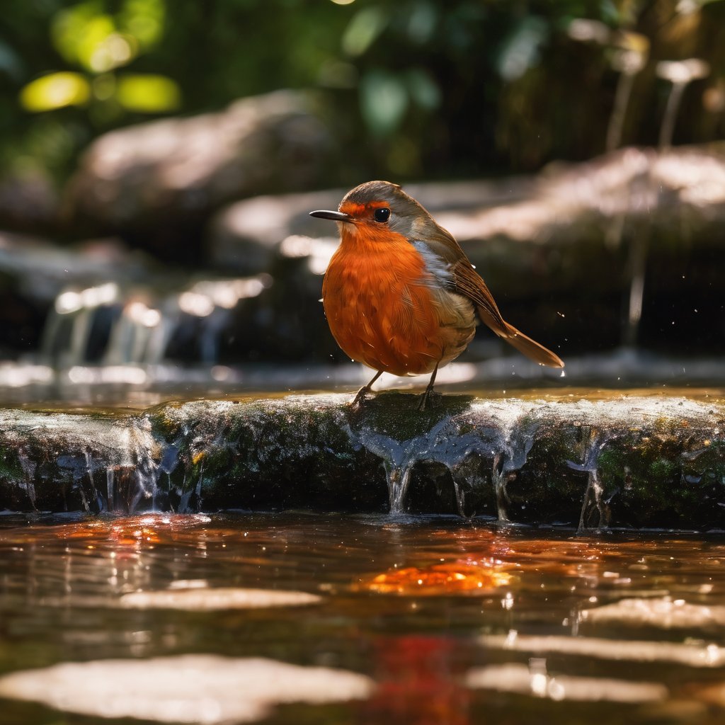 Jigsaw Puzzle | red robin by pond | 306 pieces | Jigidi
