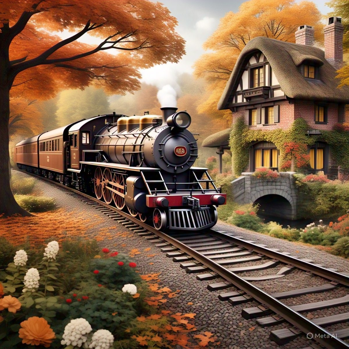 Solve cottage train d jigsaw puzzle online with 36 pieces