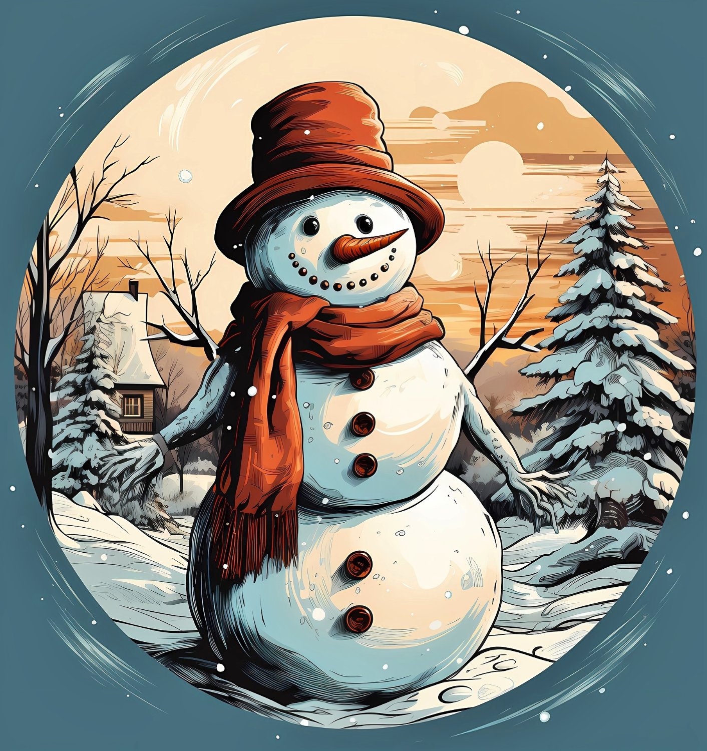 Solve Snowman in Red Hat, resizable 9 to 600 pieces jigsaw puzzle ...
