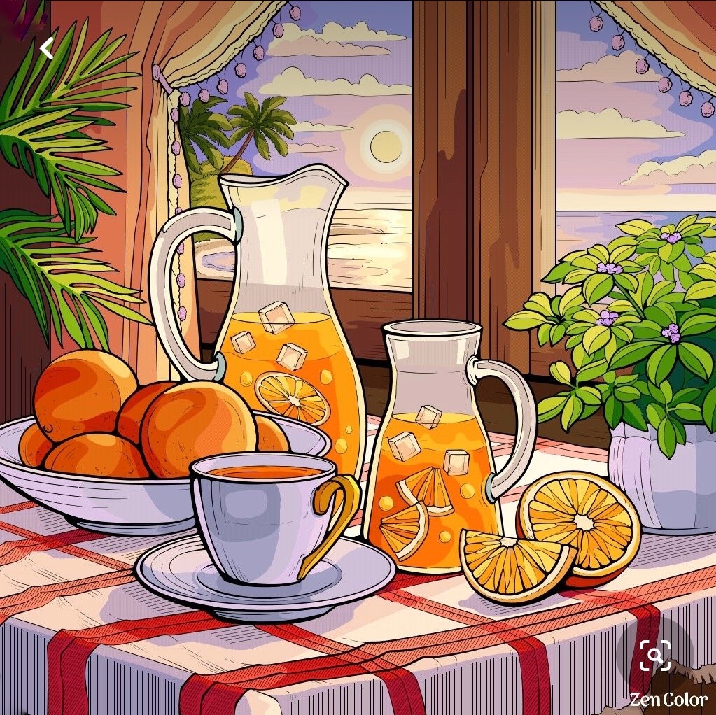 Solve Orange juice morning jigsaw puzzle online with 196 pieces