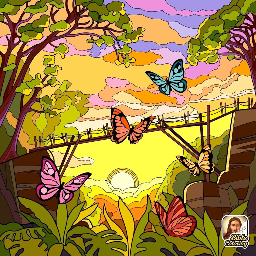 Solve PUZZLE - Sunrise And Butterflies jigsaw puzzle online with 81 pieces