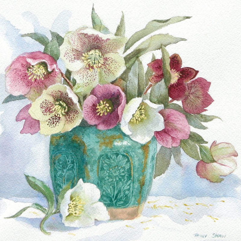 Solve Peggy Shaw - Hellebores In Ginger Jar jigsaw puzzle online with 144 pieces
